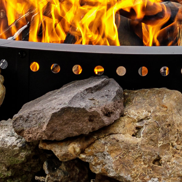 Arlmont & Co. Samiron 36" W X9" H Iron Outdoor Fire Ring, Wood Burning Fire Pit Ring | Wayfair